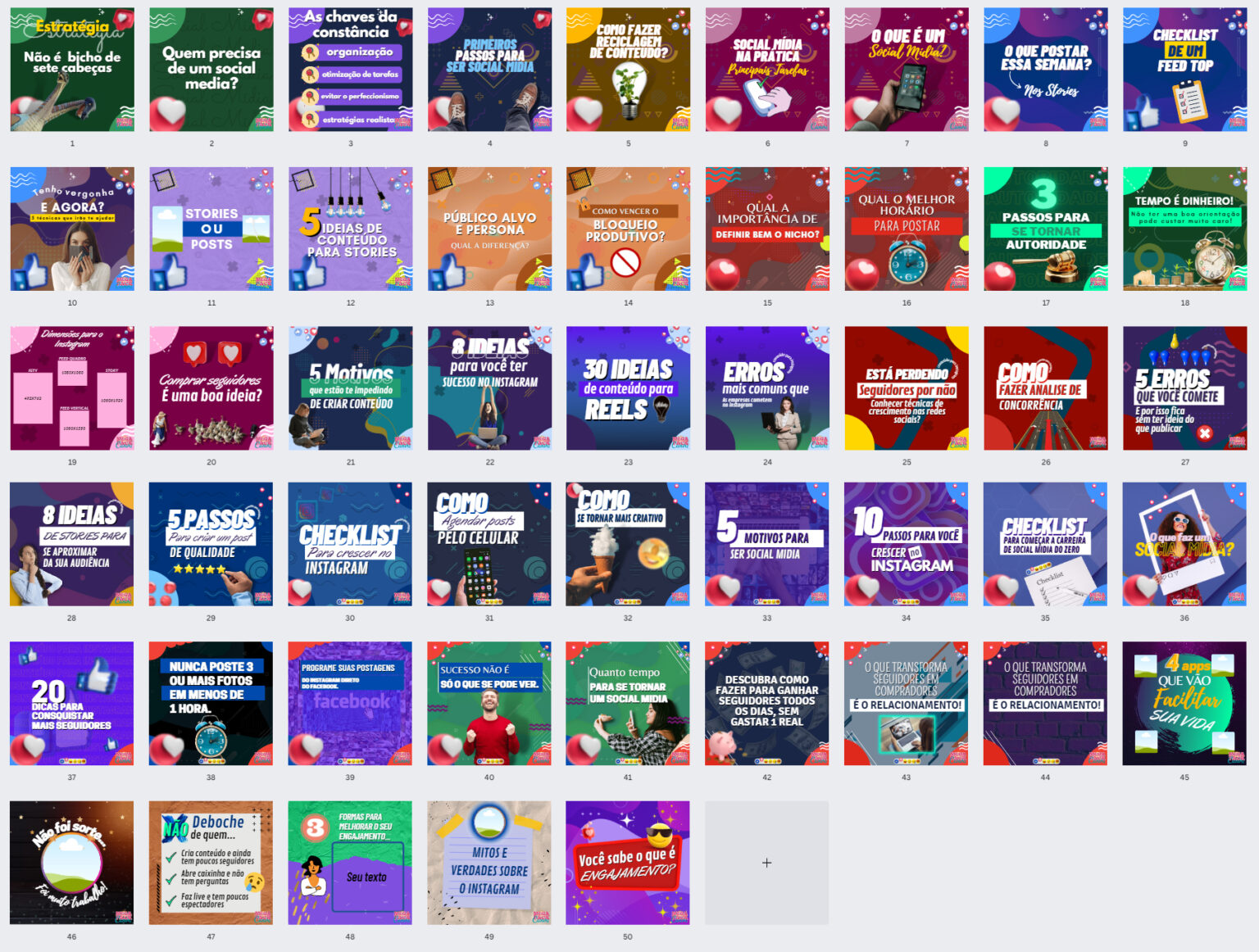 MARKETING DIGITAL 01 – 50 TEMPLATES CANVA - Mega Pack do Designer Legacy