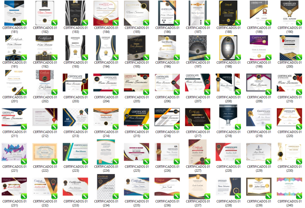 CERTIFICADOS 01 – 250 VETORES COREL - Mega Pack do Designer Legacy