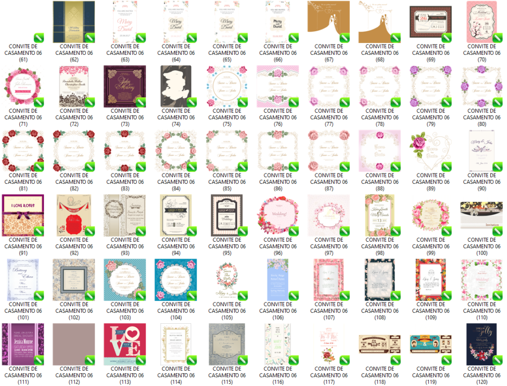 CONVITES DE CASAMENTO 01 – 1.299 VETORES COREL - Mega Pack do Designer ...