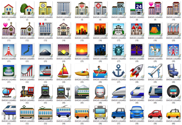 EMOJIS LUGARES 01 – 101 IMAGENS PNG - Mega Pack do Designer Legacy
