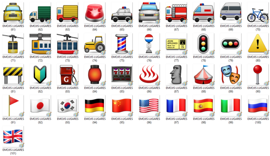 EMOJIS LUGARES 01 – 101 IMAGENS PNG - Mega Pack do Designer Legacy
