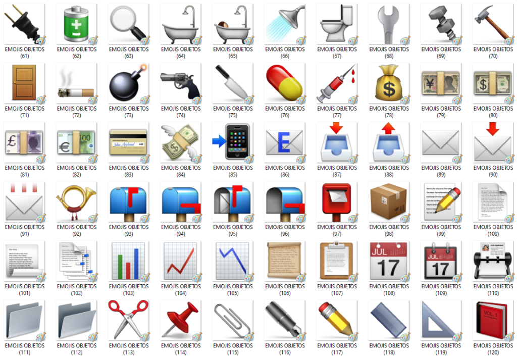 EMOJIS OBJETOS 01 – 230 IMAGENS PNG - Mega Pack do Designer Legacy
