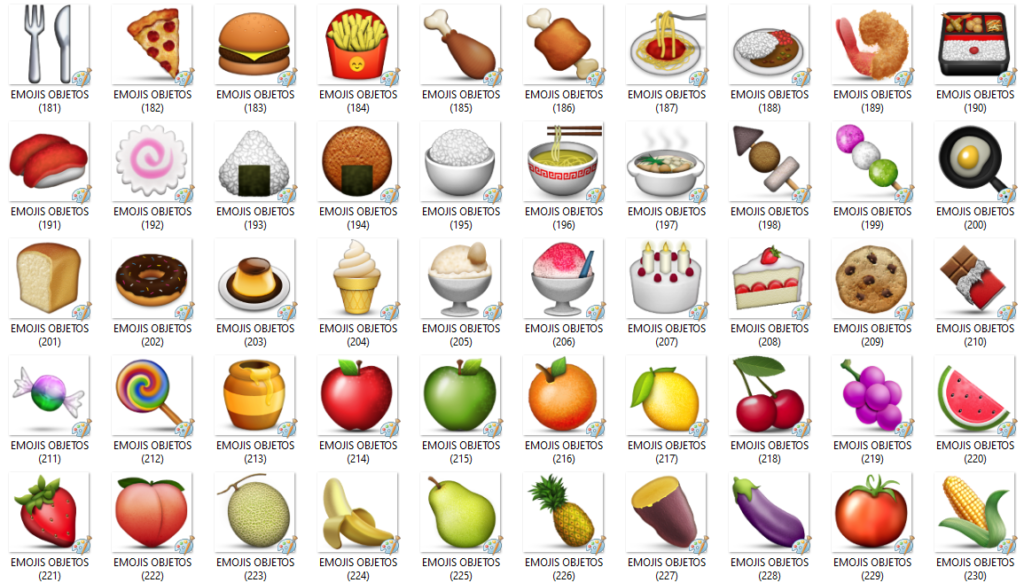 EMOJIS OBJETOS 01 – 230 IMAGENS PNG - Mega Pack do Designer Legacy