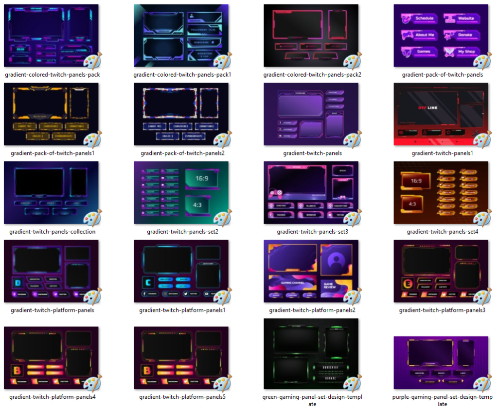 STREAM OVERLAY 01 – 49 VETORES AI E EPS - Mega Pack do Designer Legacy