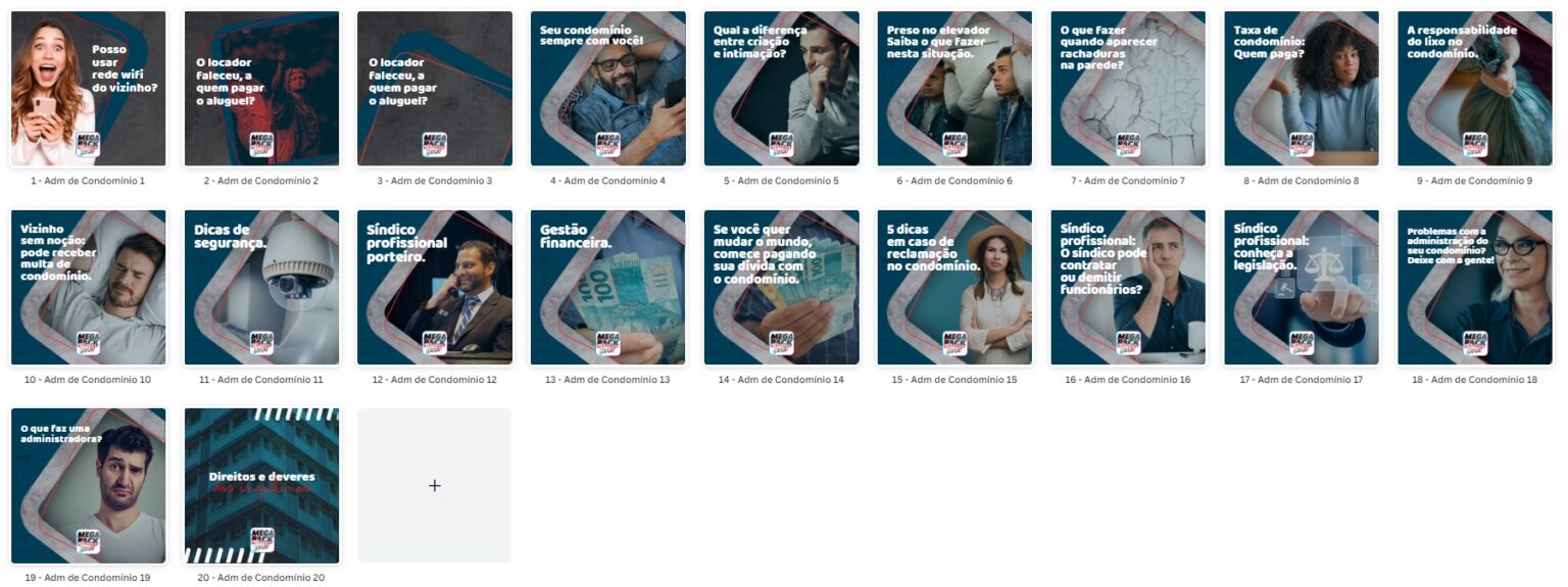 ADM DE CONDOMINIO 01 – 20 TEMPLATES CANVA - Mega Pack do Designer Legacy